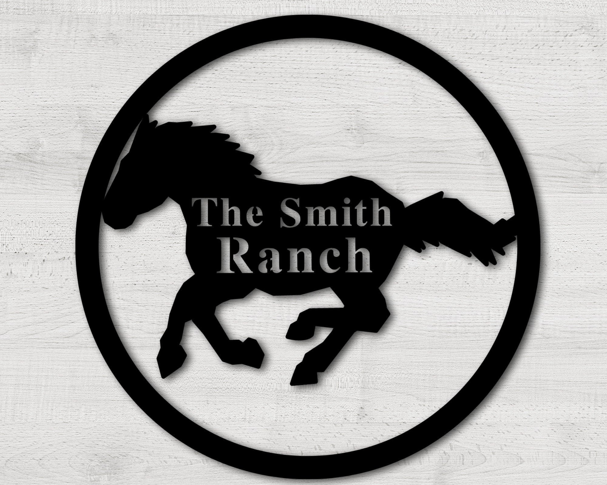 Horse Ranch Metal Sign, Custom Horse Farm Sign, Personalized Horse Bar ...