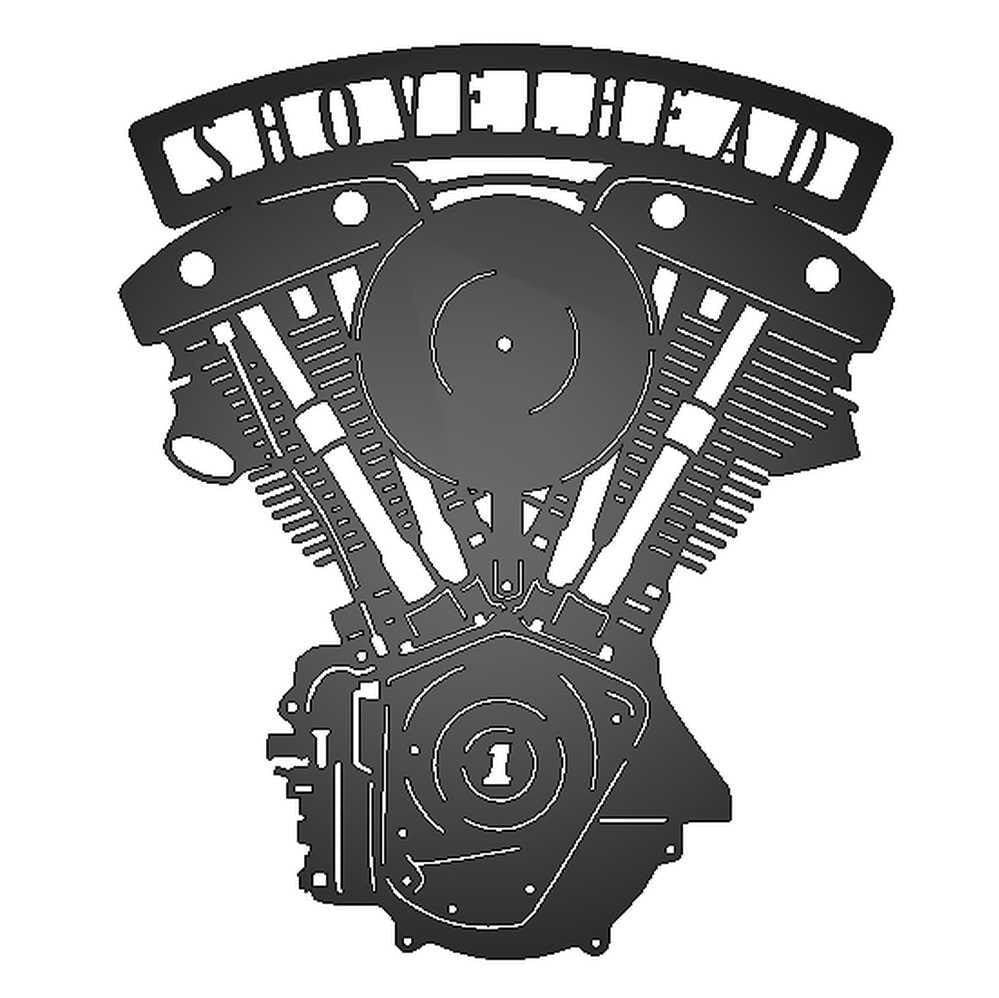 Shovelhead Engine Metal Garage Sign Biker Garage Steel Wall Sign Motor ...